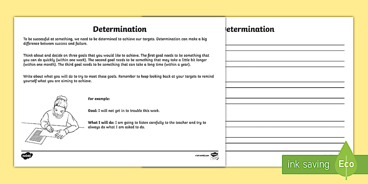Determination Worksheet / Worksheet (teacher made) - Twinkl