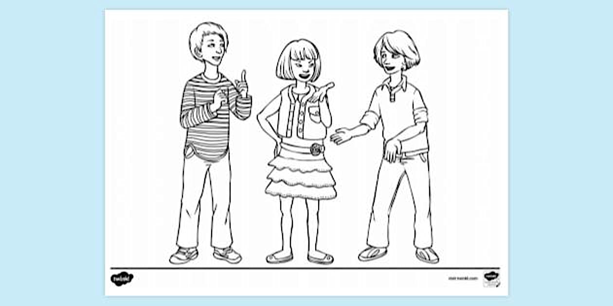 Students Discussing Colouring Sheet | Colouring Sheets