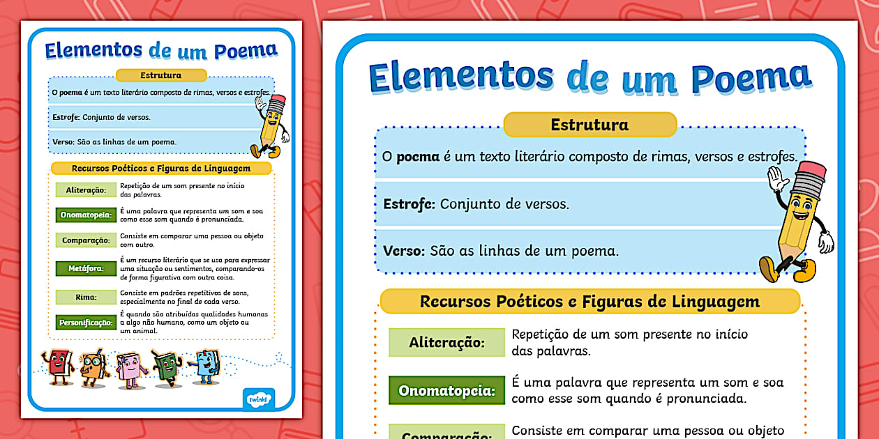 Elementos da poesia - Pôster informativo - Twinkl