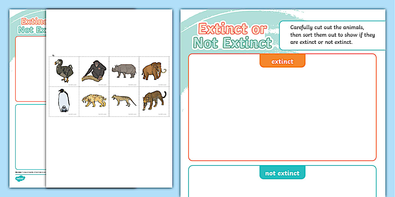 Extinct or Not Extinct Sorting Worksheet (teacher made)