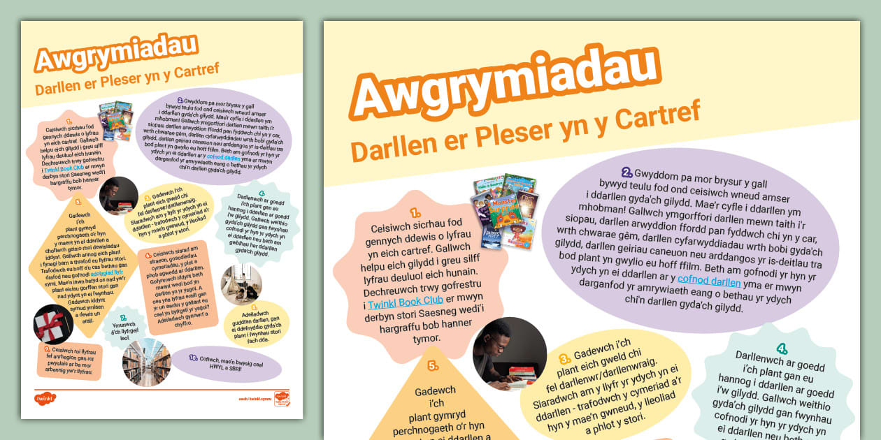 Poster Awgrymiadau Darllen er Pleser yn y Cartref - Twinkl