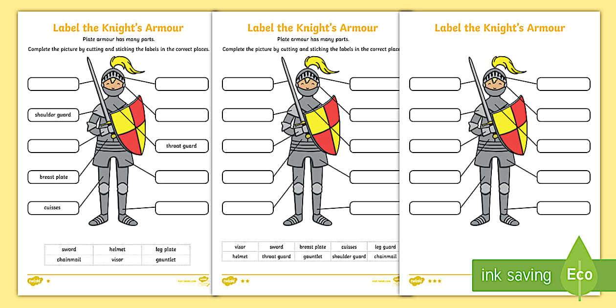 Labelling Medieval Knights Worksheet | Twinkl Resources