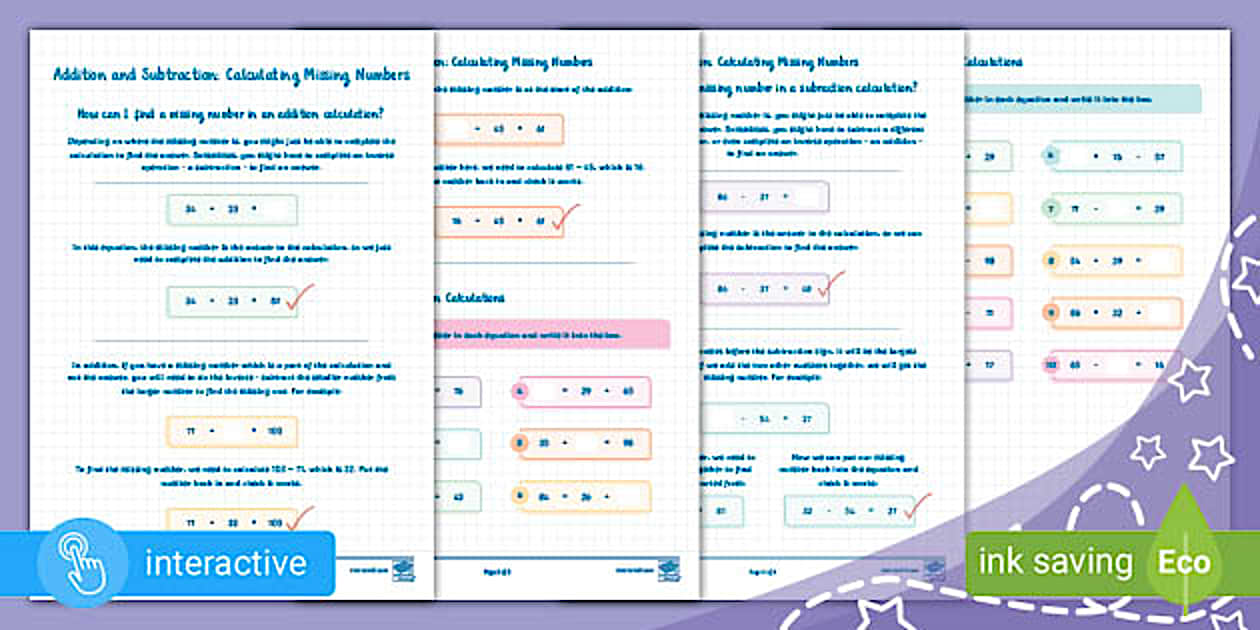 Addition and Subtraction: Calculating Missing Numbers (Ages 7 - 8)