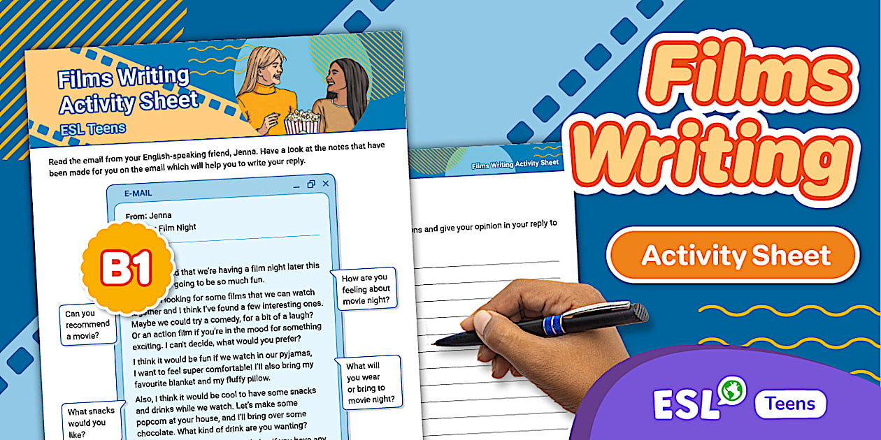 ESL Films Letter Writing Activity Sheet for Teens