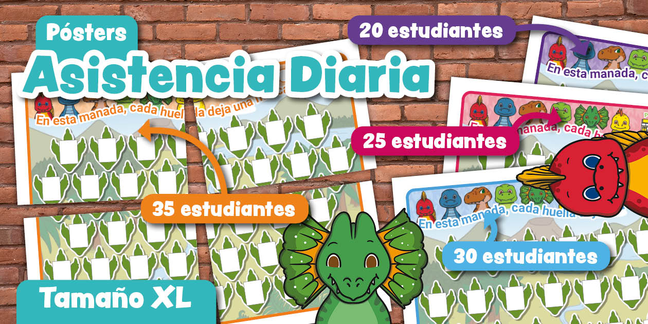 Panel de Asistencia |Póster XL | Dinosaurios