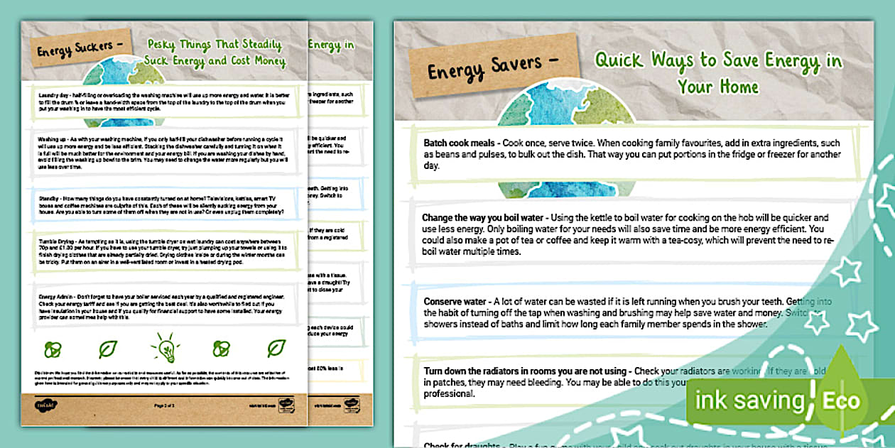 Energy Saving Tips (teacher made) - Twinkl