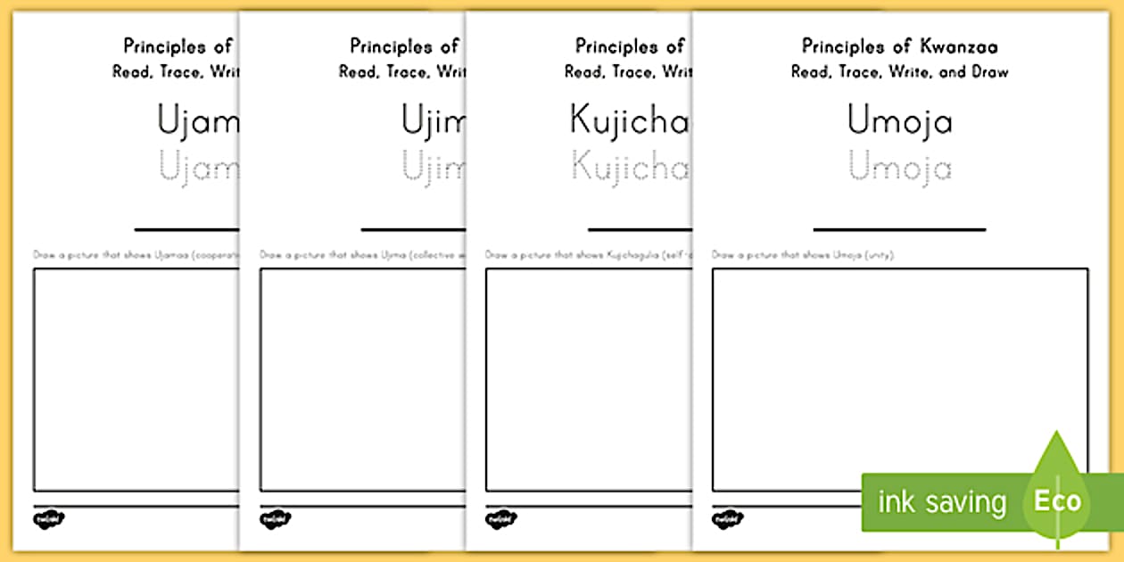Kwanzaa Principles Words Worksheet for Kids | Twinkl USA
