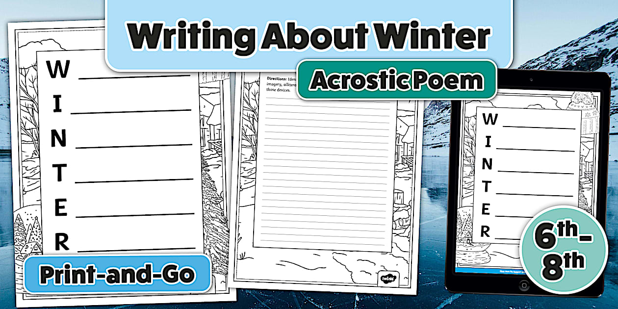 Winter Acrostic Poem and Writing Worksheet (teacher made)