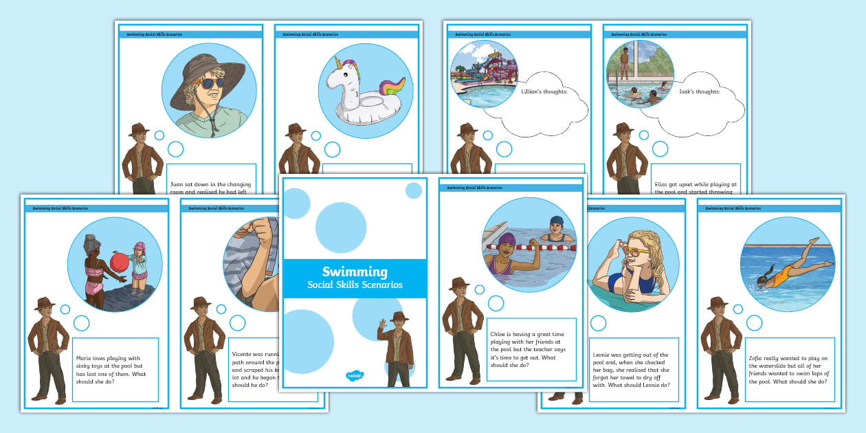 Swimming: Social Skills Scenario Cards (teacher made)
