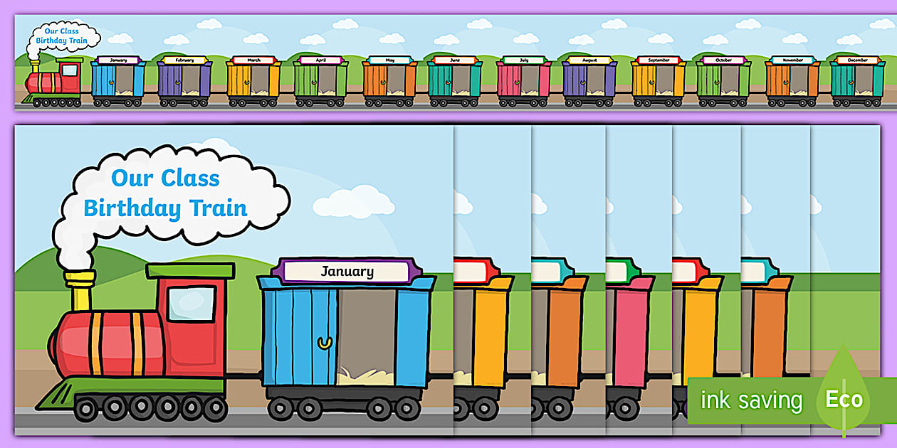 Cursive Birthday Train Display Pack (teacher made) - Twinkl
