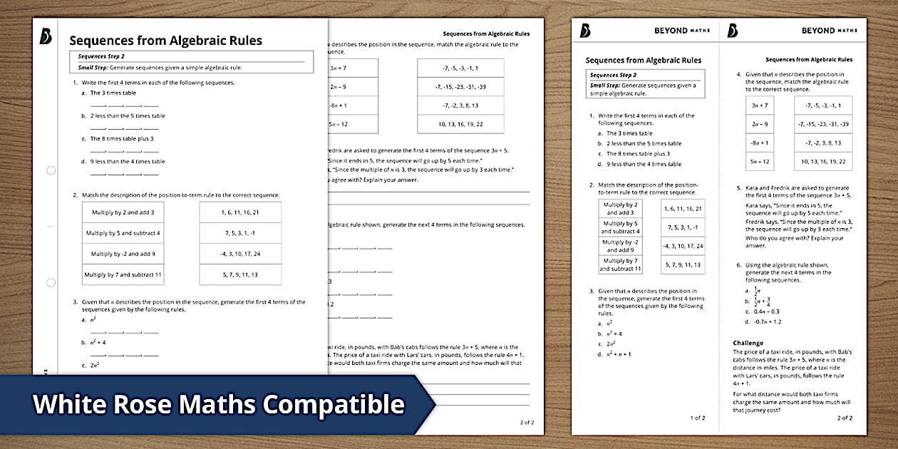 👉 Sequences from Algebraic Rules (teacher made) - Twinkl