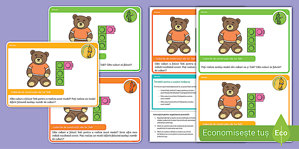 Cuburile lui Tedi – Cartonașe cu adunări grupa mijlocie