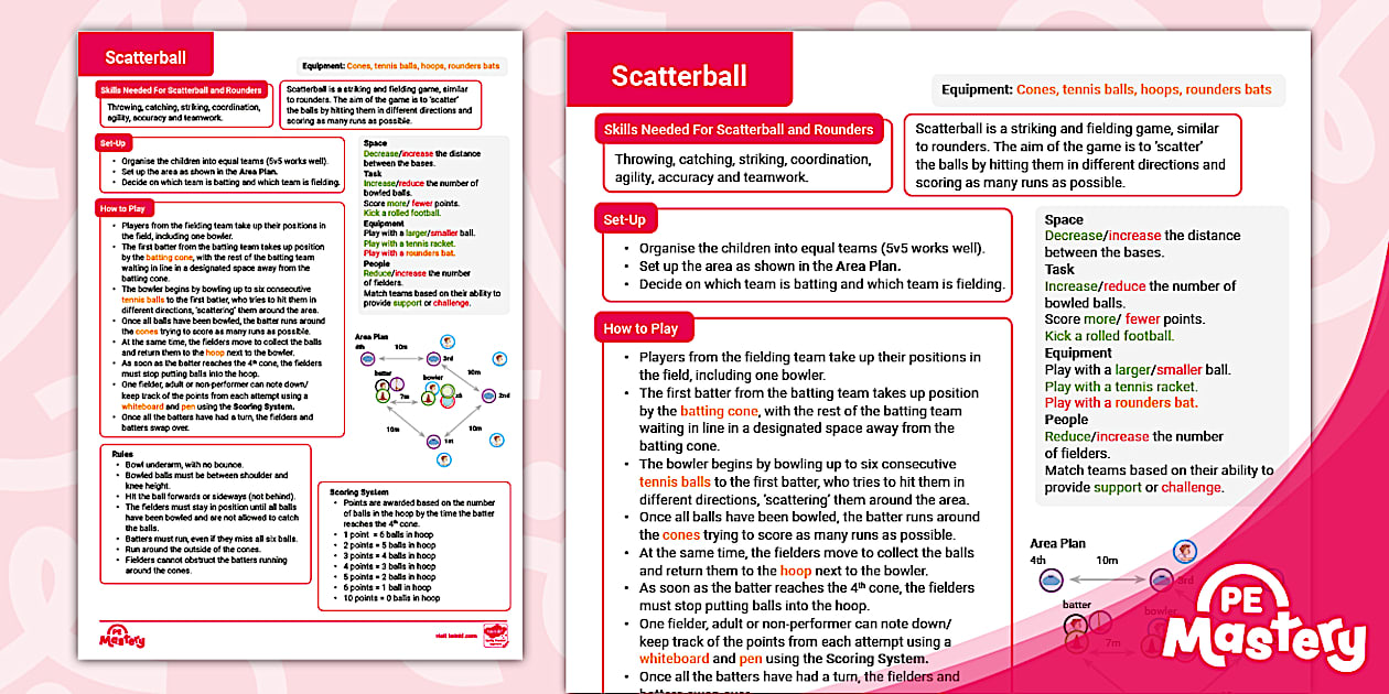 PE Mastery: Scatterball - Striking and Fielding Game