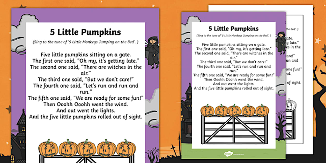 5 Little Pumpkins Poem - Early Level Primary Resource