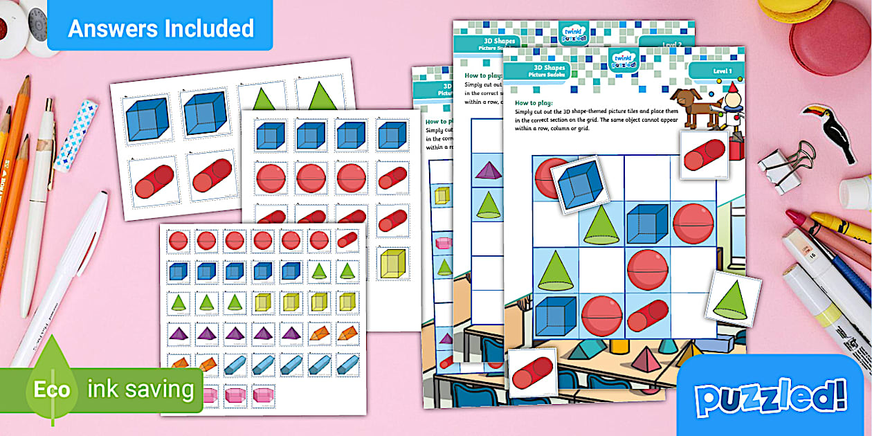 3D Shapes Sudoku - Twinkle Puzzled - kids (teacher made)