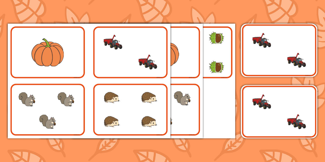 Autumn Matching Quantities 1 to 5 Picture Cards | Twinkl