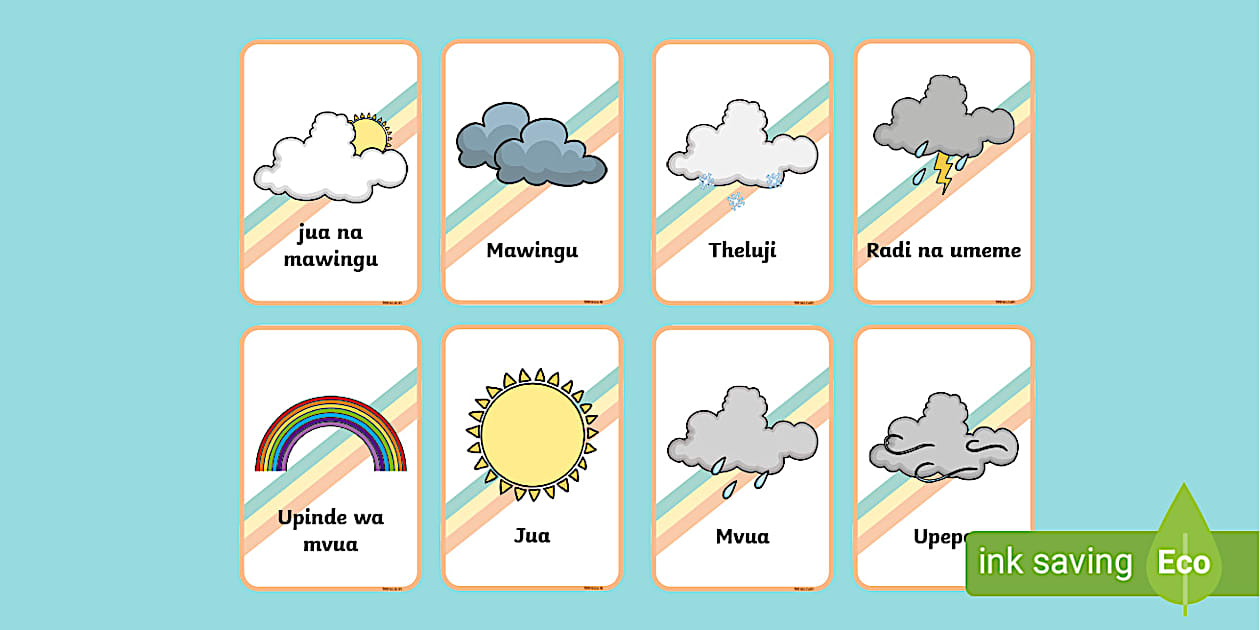 Weather Flashcards | ESL Resources | Twinkl | Kiswahili