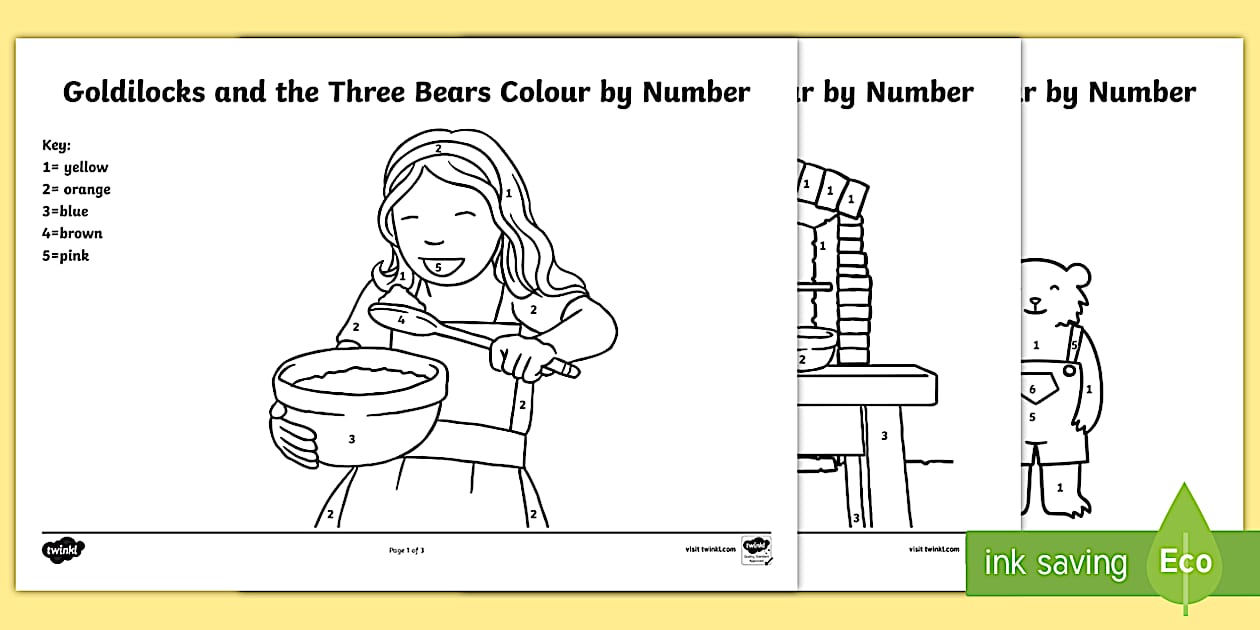 Editable Goldilocks and the Three Bears Color by Number