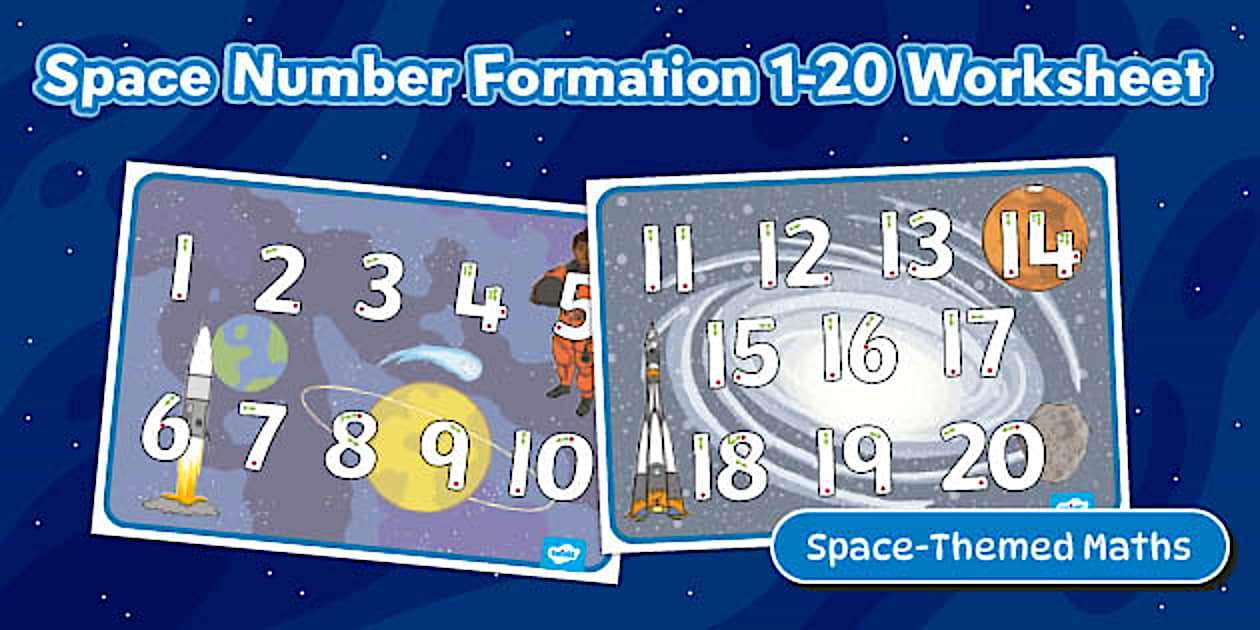 👉 Space Number Formation 1-20 Worksheet - KS1 - Twinkl