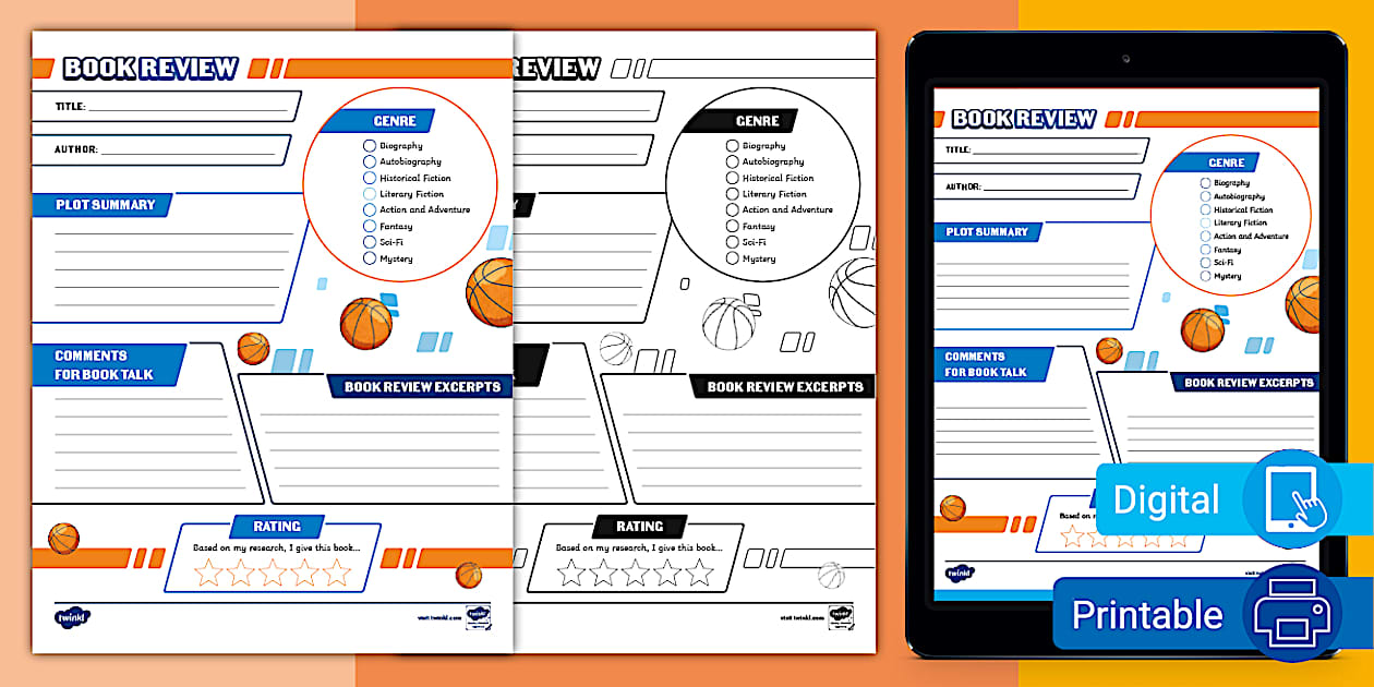 March Reading Madness Book Review Worksheet for 6th-8th Grade