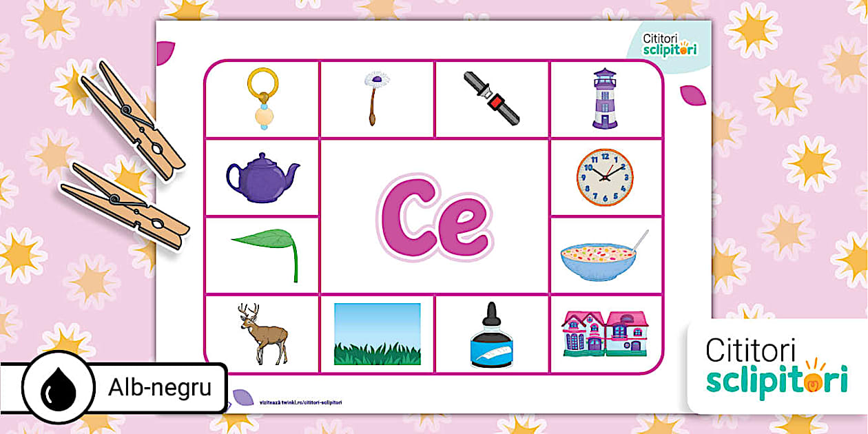 Găsește cuvintele care încep cu grupul de litere Ce