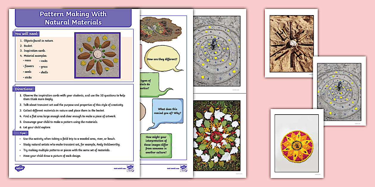 Pattern Making With Natural Materials Transient Art Worksheet