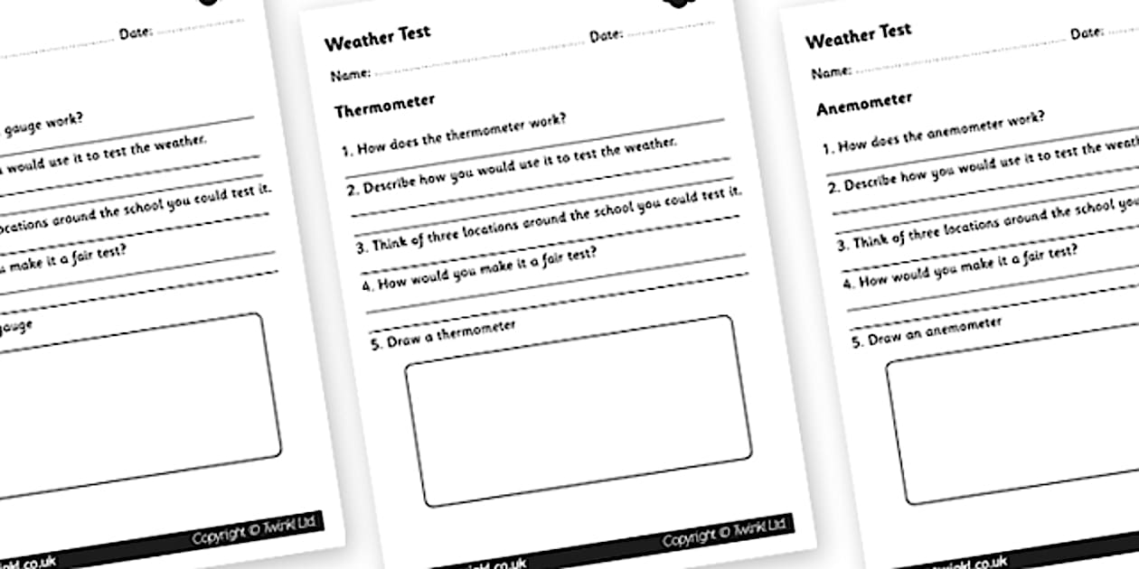 Weather Test Worksheets - Twinkl