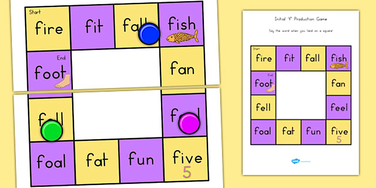Black and White f and Vowel Production Game (teacher made)