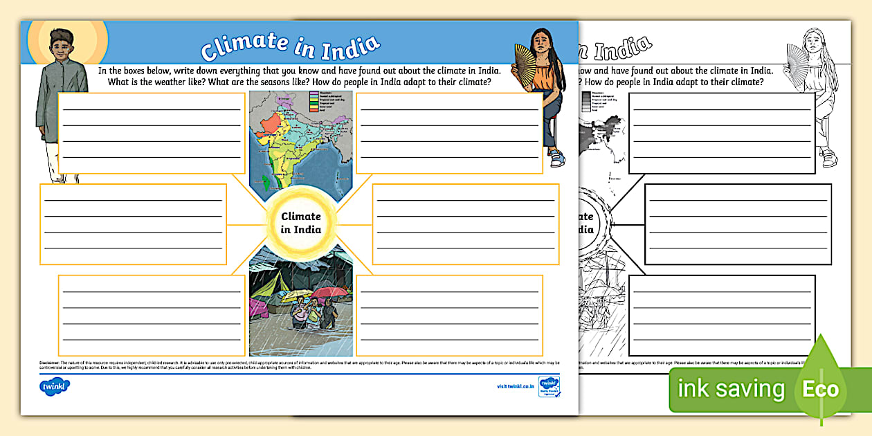 KS2 Climate in India Mind Map (teacher made) - Twinkl