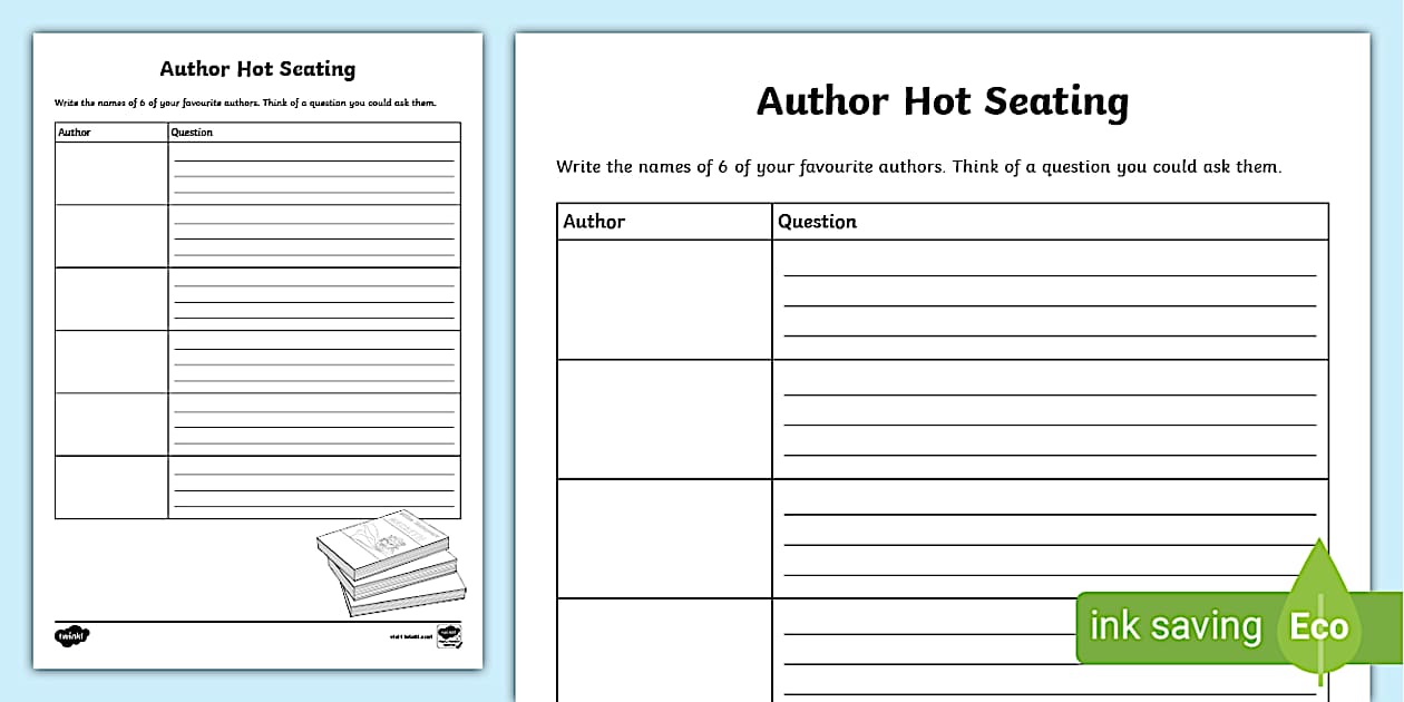 Celebrating Books Author Hot Seating Activity Sheet - Twinkl