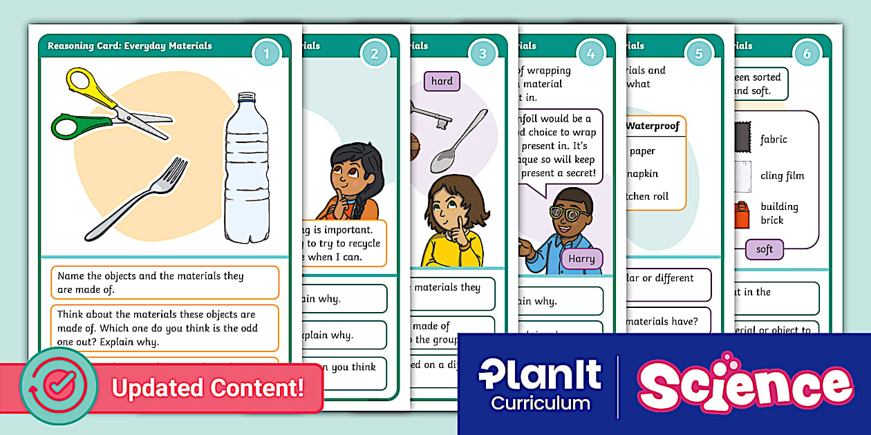 Science: Everyday Materials: Year 1 Reasoning Cards - Twinkl