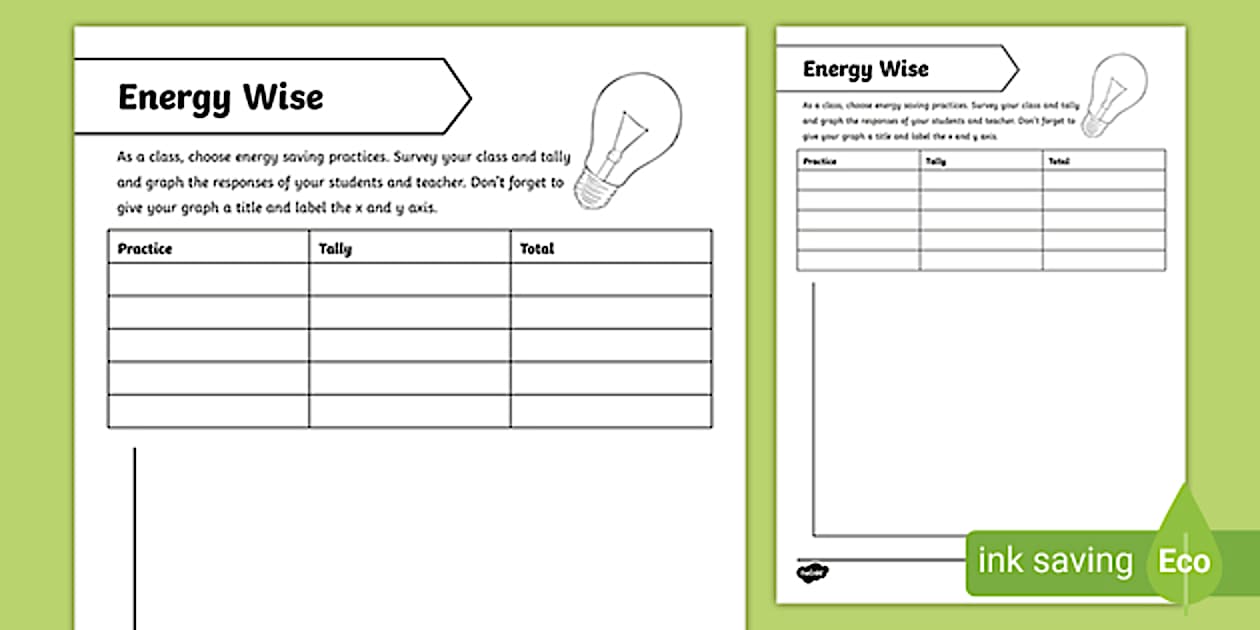 Energy Wise Tally and Graph Worksheet (teacher made)