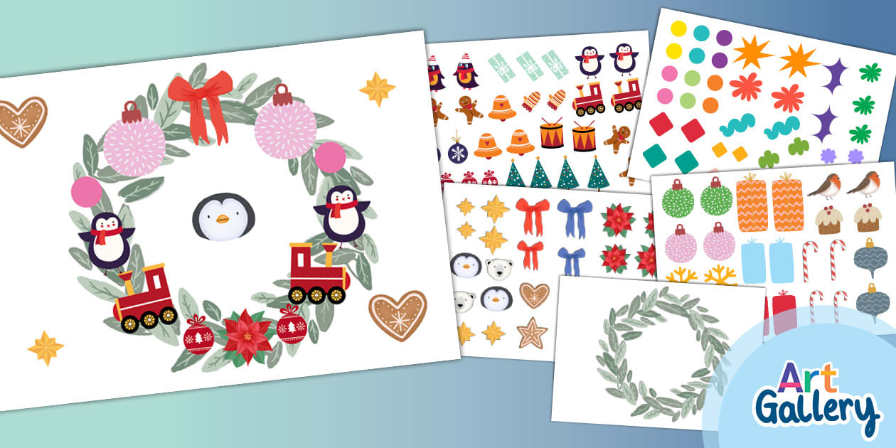 Design Your Own Christmas Wreath Collage Activity Pack