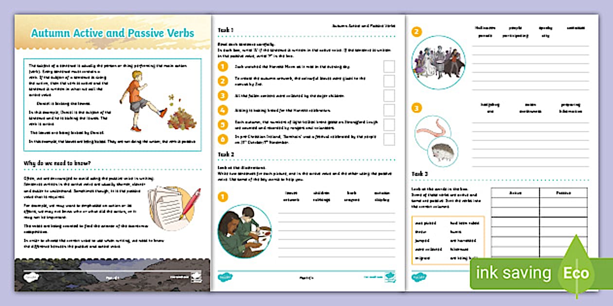 Autumn Active and Passive Verbs – Language and Literacy