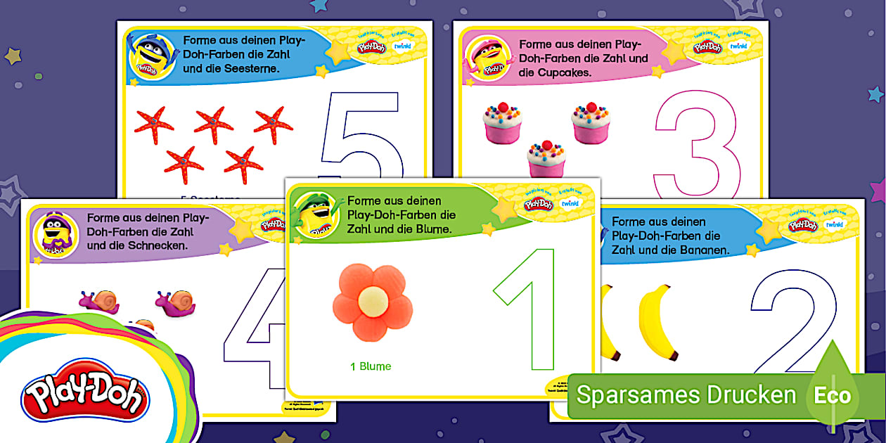 FREE! - Mit Play-Doh Zahlen von 1 bis 10 üben - Knetunterlagen