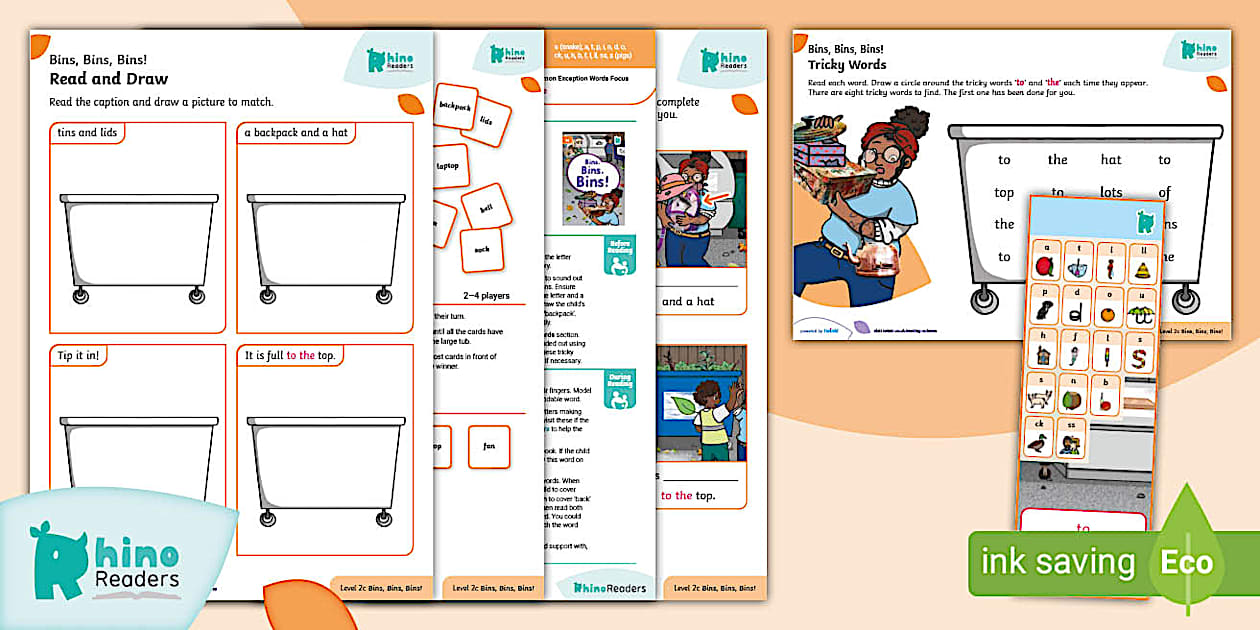 2c Bins, Bins, Bins!: Resource Pack - Twinkl Rhino Readers