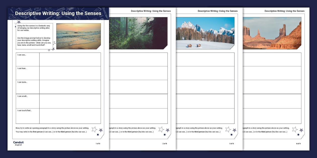 Descriptive Writing: Using the Senses (teacher made)