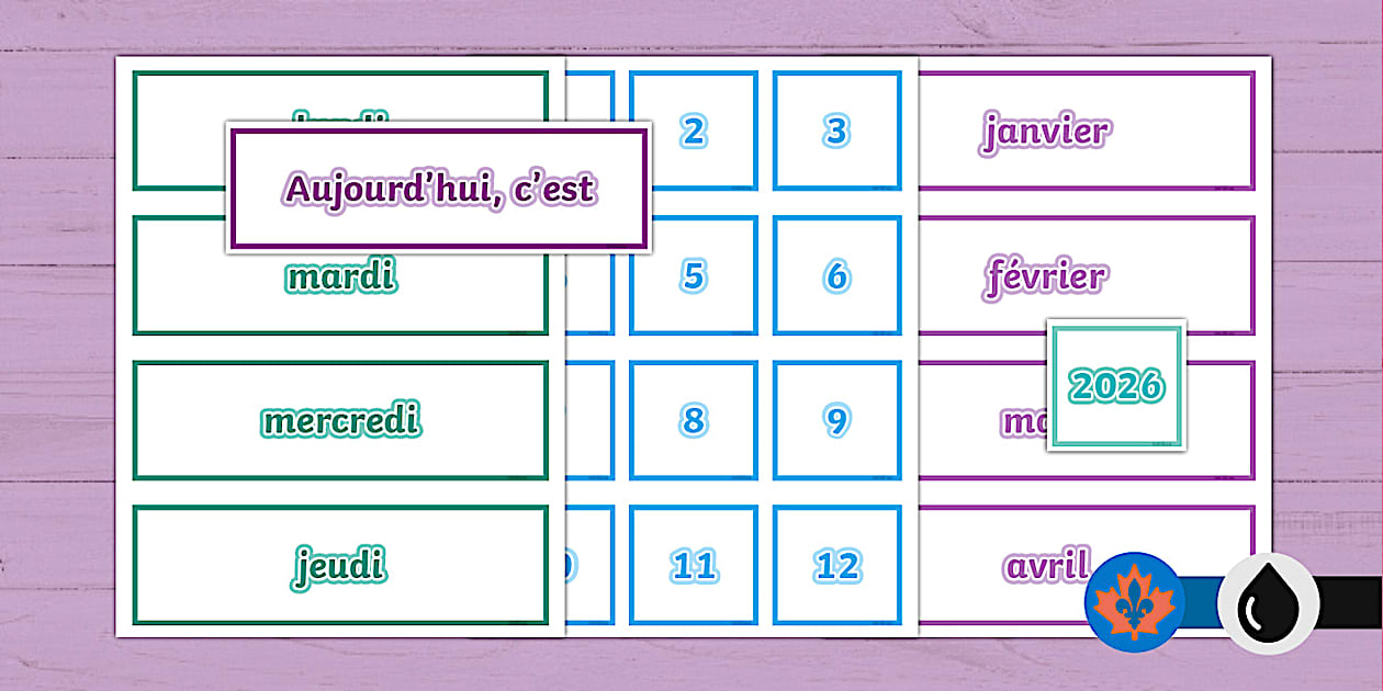Day/Month/Year Display Labels French