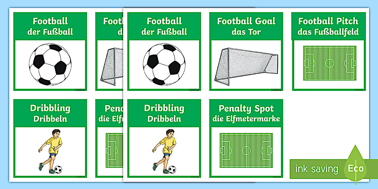 Black and White Football Flashcards English/German - Twinkl
