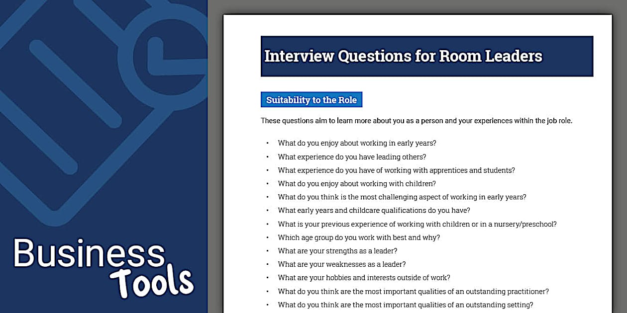 Interview Questions for Room Leaders in Private Early Years Settings