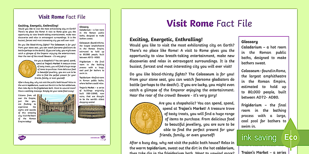 Visit Rome Fact File (teacher made) - Twinkl
