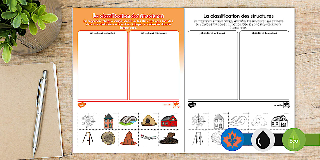 Animal and Human-made Structures Sorting Activity French