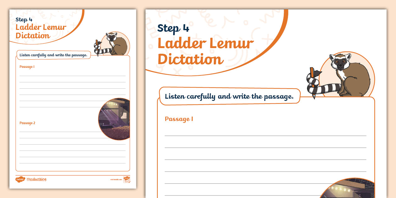 Handwriting Ladder Lemur Letter Dictation (teacher made)