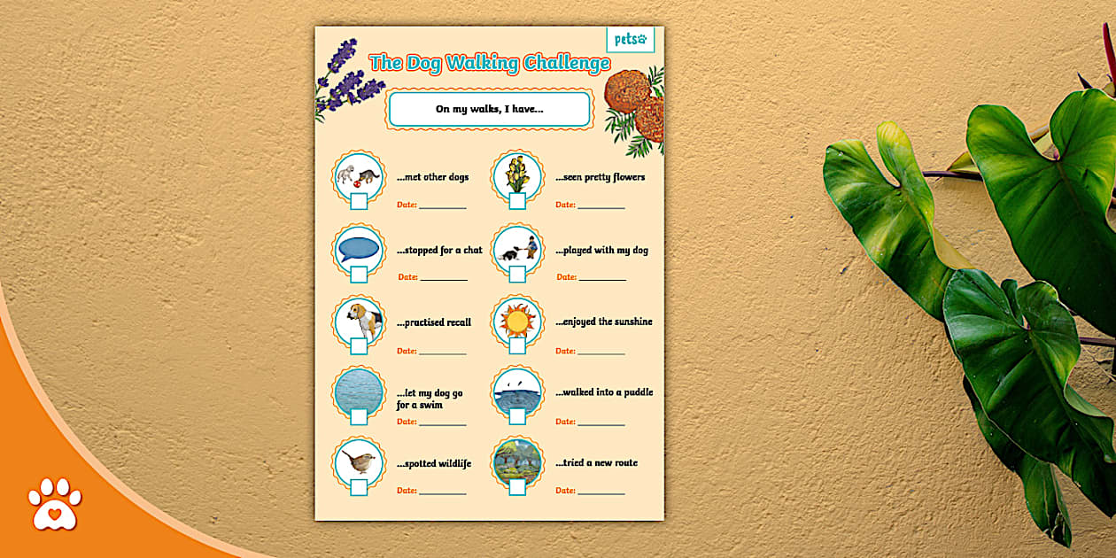 Dog Walking Challenge Sheet - Twinkl Pets (teacher made)