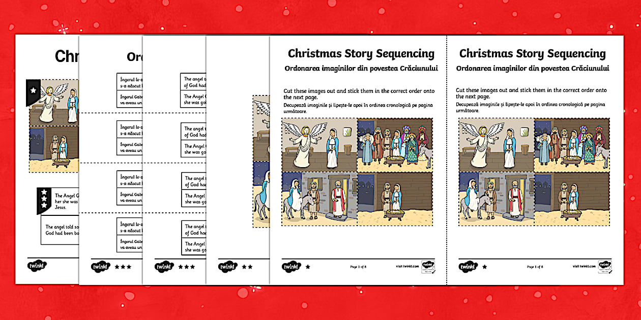 Christmas Story Sequencing Romanian/English - Christmas Story Sequencing