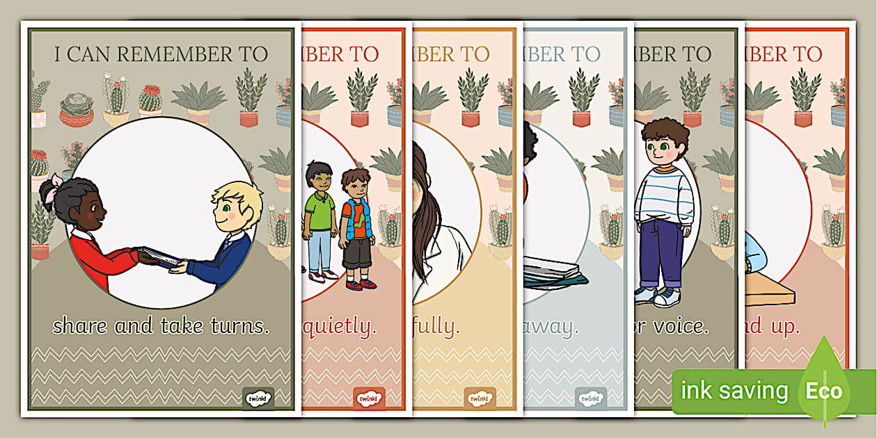 Succulents-Themed Good Manners Display Posters - Twinkl