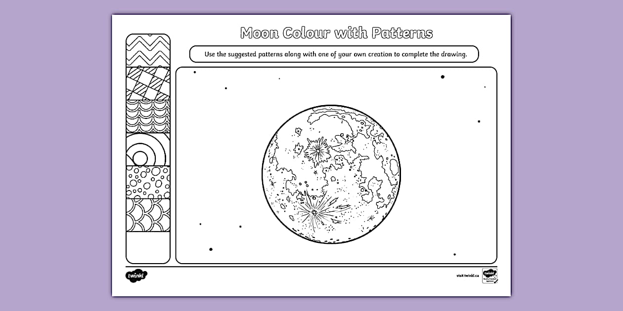 Moon Colour with Patterns Activity (teacher made) - Twinkl