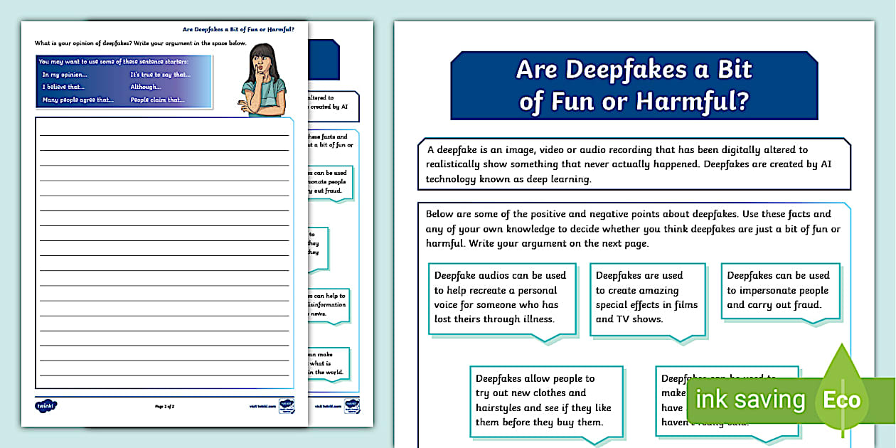 Are Deepfakes a Bit of Fun or Harmful? Activity Sheet