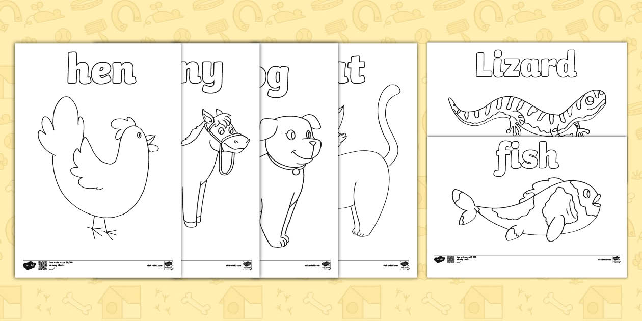 Simple Pets | Cute Pets Colouring Pages | Twinkl Originals