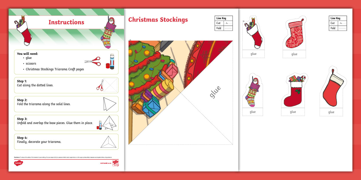 Christmas Stockings Triarama Craft - Twinkl